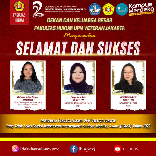 3 Mahasiswi Fakultas Hukum UPN Veteran Jakarta lolos seleksi IISMA Tahun 2022 | Fakultas Hukum ...