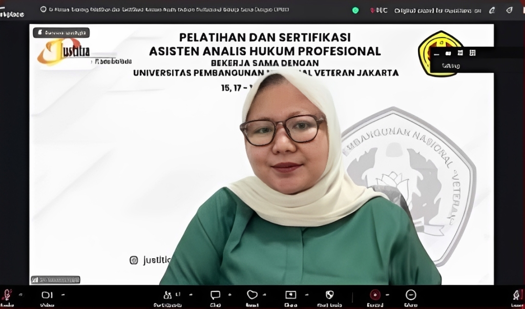 Kerjasama Justitia Training Center dan Fakultas Hukum UPNVJ, Dr. Muthia ...
